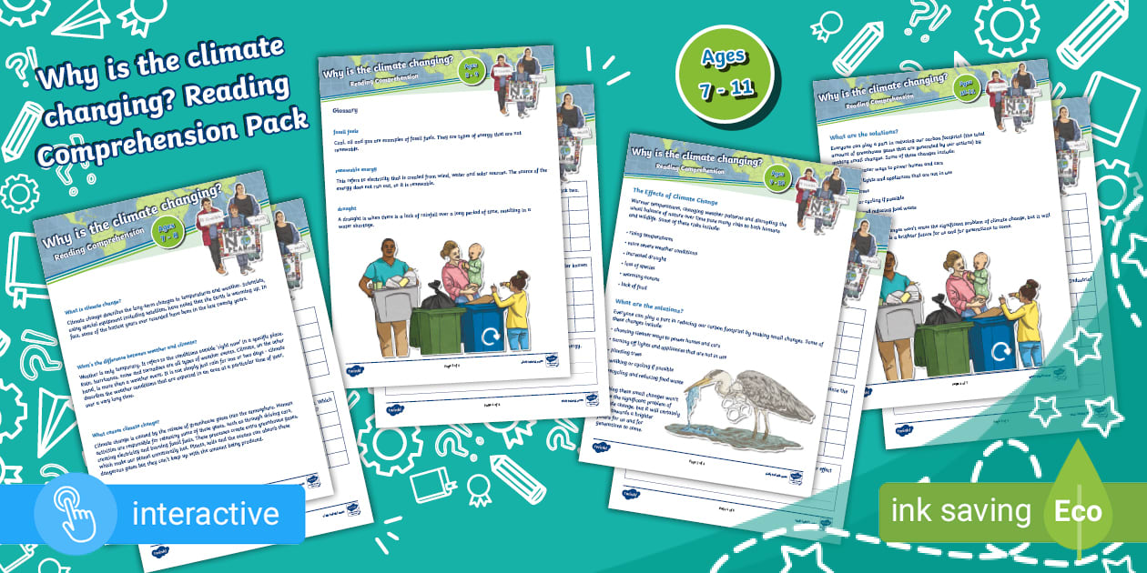 Climate Change Reading Comprehension Pack (Ages 7 - 11)
