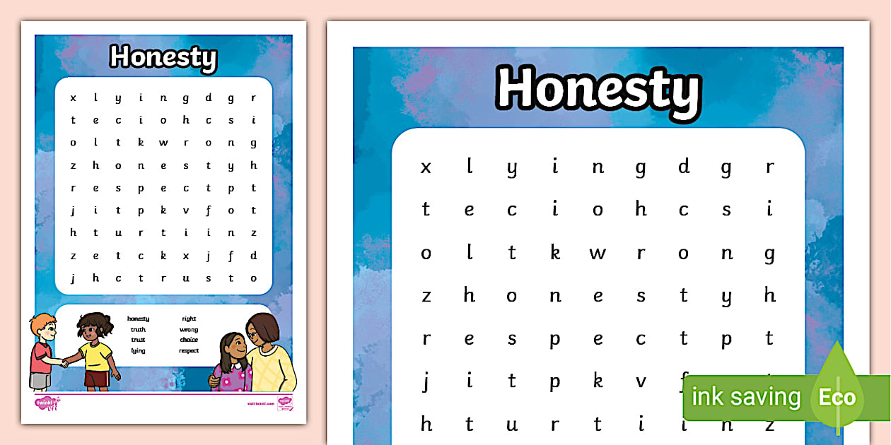 Honesty Word Search (Teacher-Made) - Twinkl