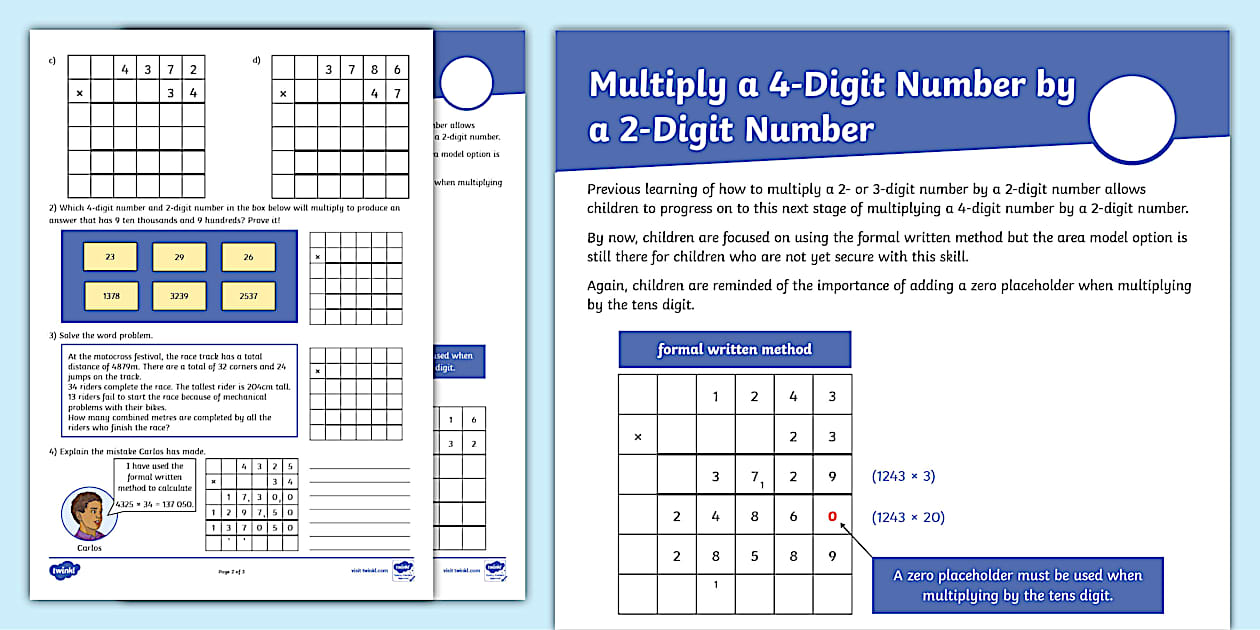 👉 Year 5 Long Multiplication 4-digit by 2-digit Activity