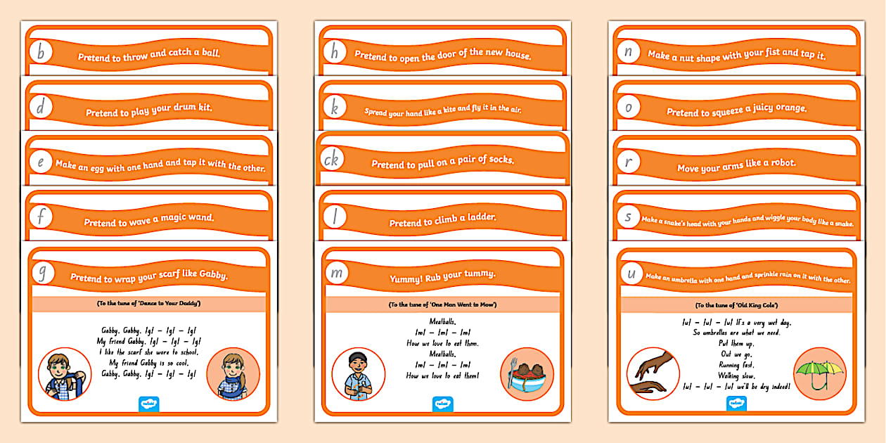Level 2 Phonics Mnemonic Songs A4 Posters (Teacher-Made)