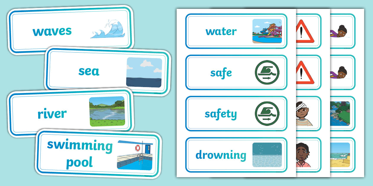 KS1 Water Safety Word Cards - Twinkl