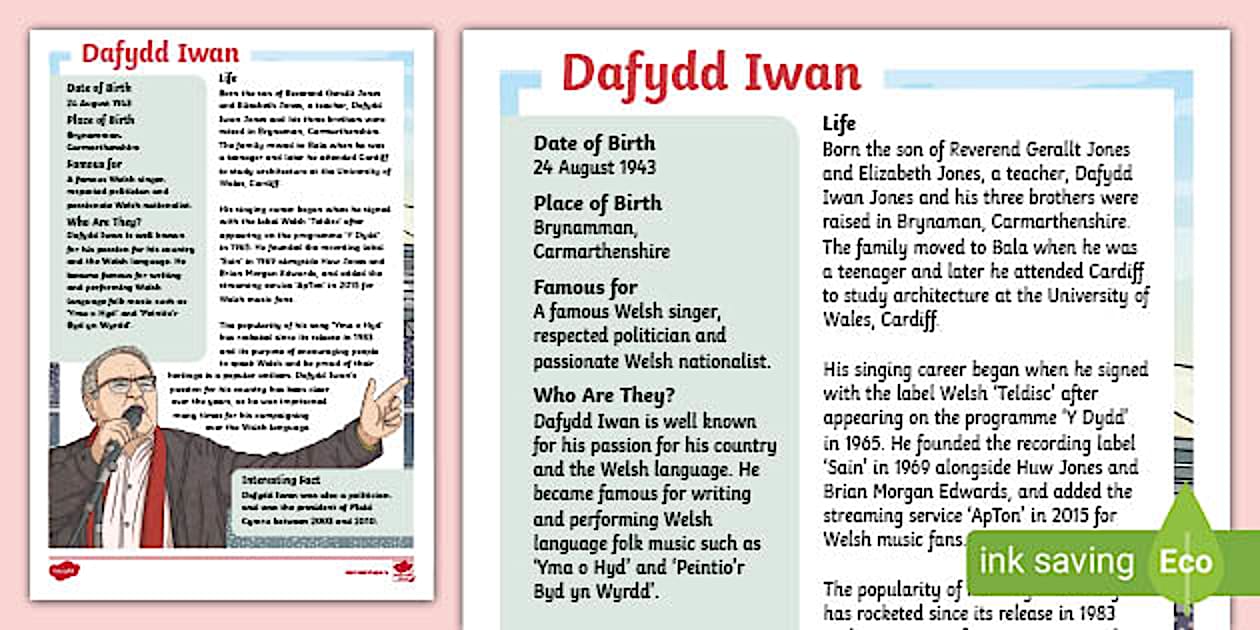 Dafydd Iwan Fact File (Hecho por educadores) - Twinkl
