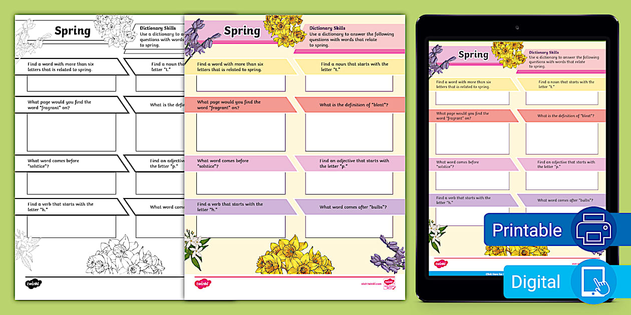 Spring Dictionary | Spring Season | Twinkl USA - Twinkl