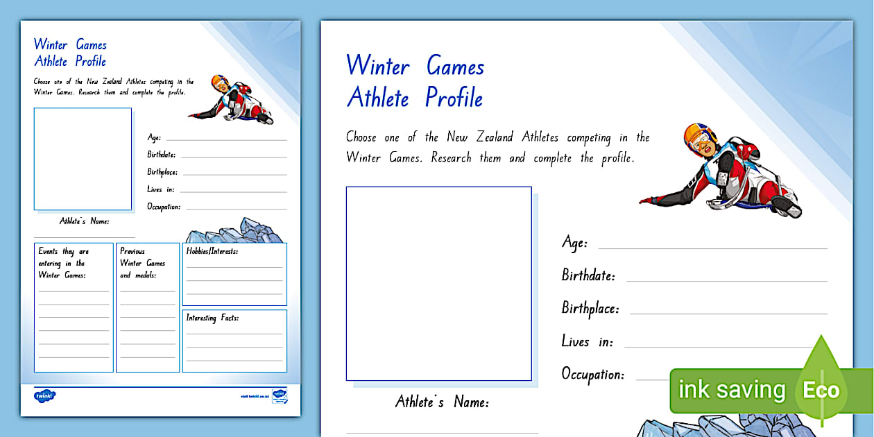 Winter Games - Athlete Profile (teacher made) - Twinkl