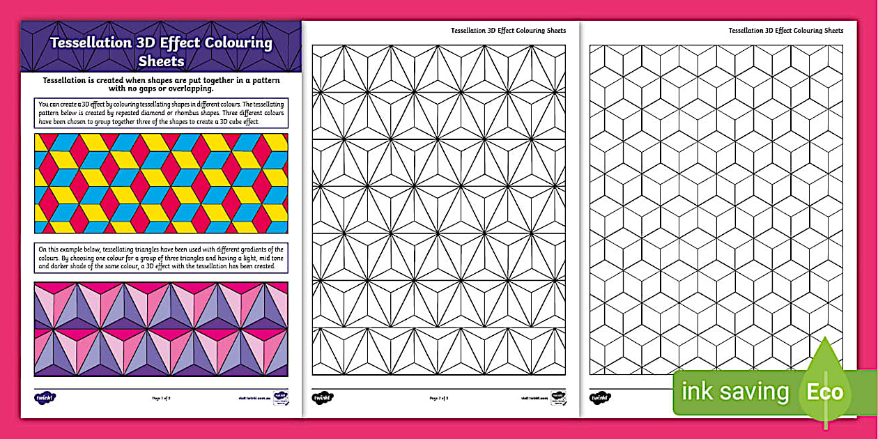 Tessellation 3D Effect Colouring Sheets - Twinkl