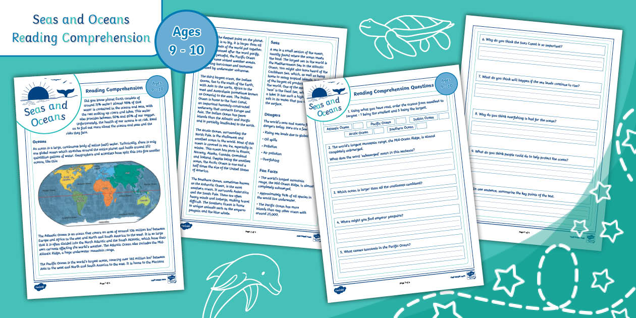 Year 5 Seas and Oceans Reading Comprehension (Ages 9 - 10)