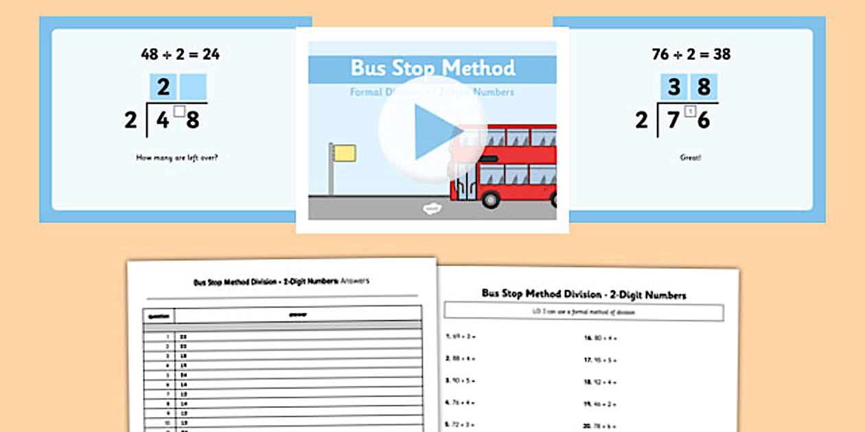 Formal Division 2 Digit Numbers Bus Stop Method Pack