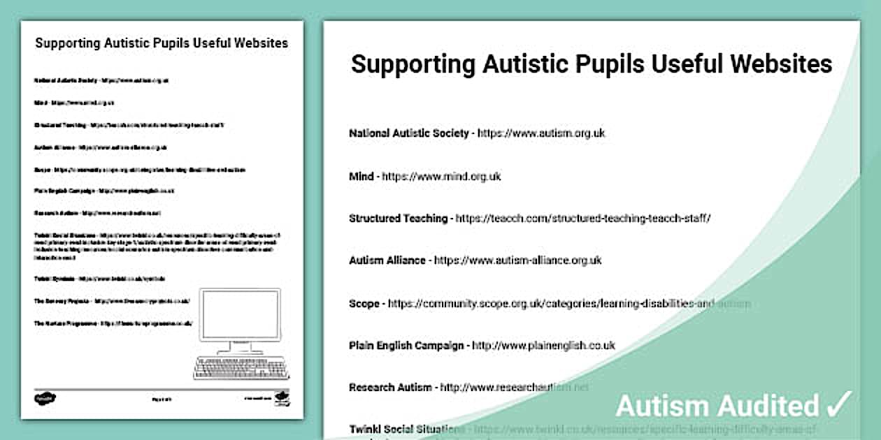Supporting Autistic Pupils Useful Websites (Teacher-Made)