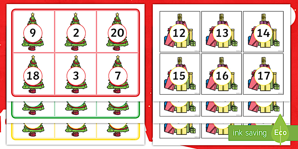 Editable Christmas Bingo Number Bonds to 20 (teacher made)