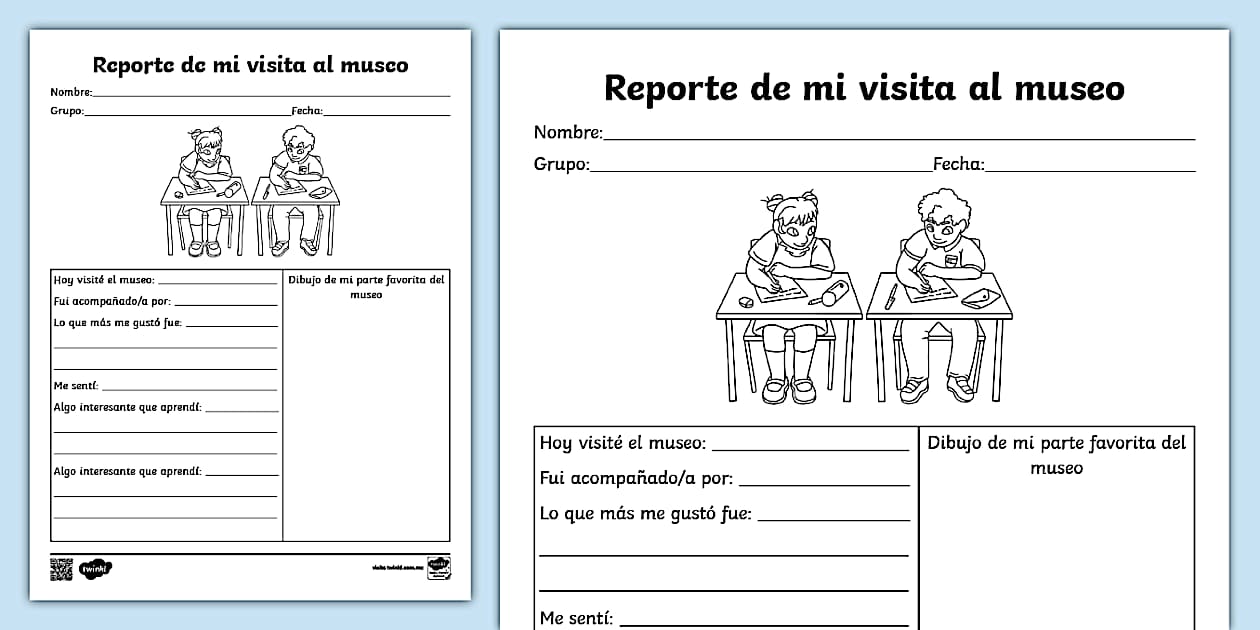 Reporte de visita al museo - tipo diario - Twinkl