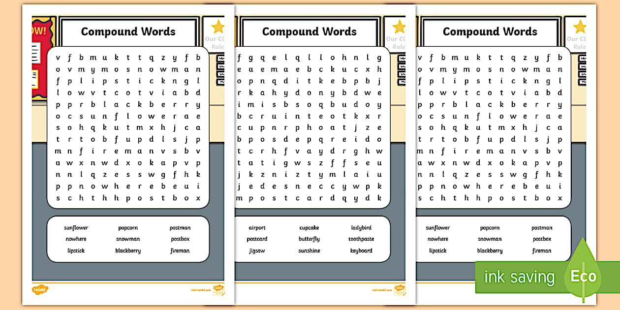 Compound Words Word Search | 'Outstanding' Primary Resources