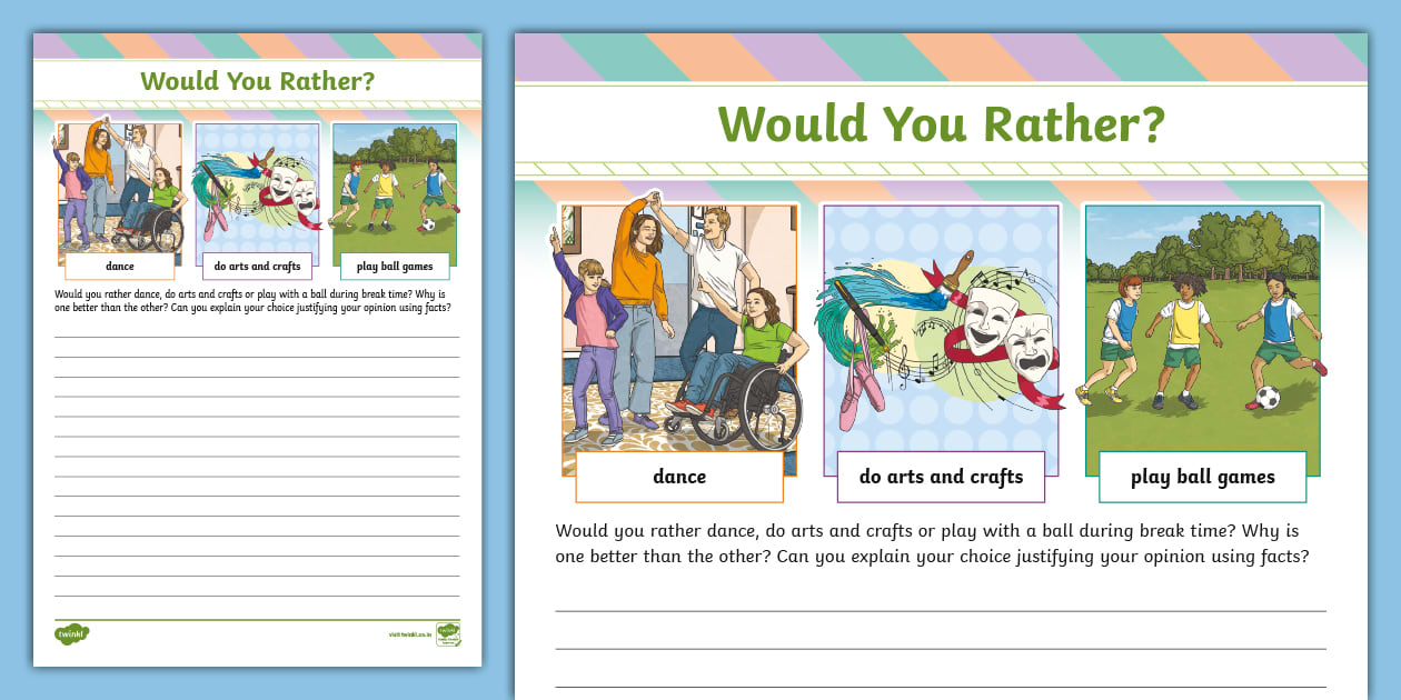 Would You Rather? Break Time Activities Opinion Template