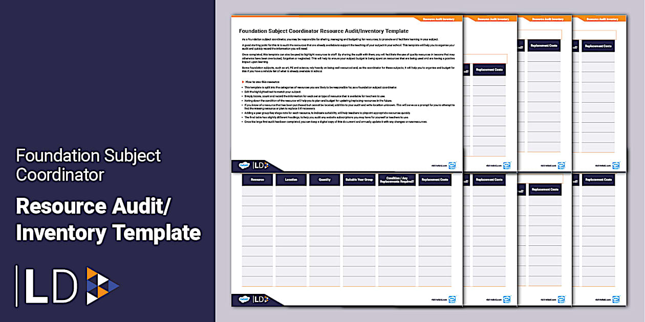 Foundation Subject Coordinator Resource Audit Template