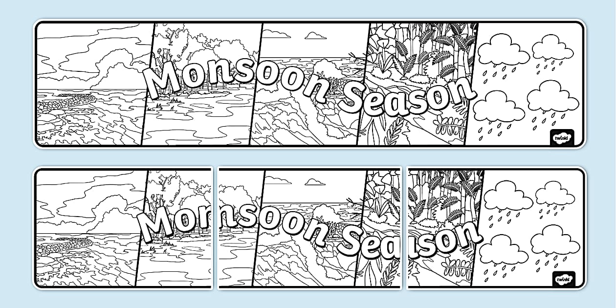 Monsoon Season Colouring Display Banner (Teacher-Made)