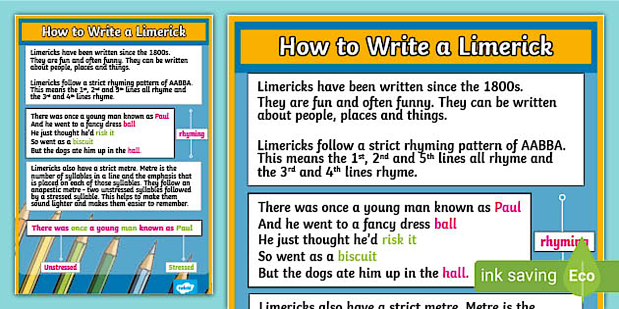 Limerick Writing Poster | How to Write a Limerick Resource