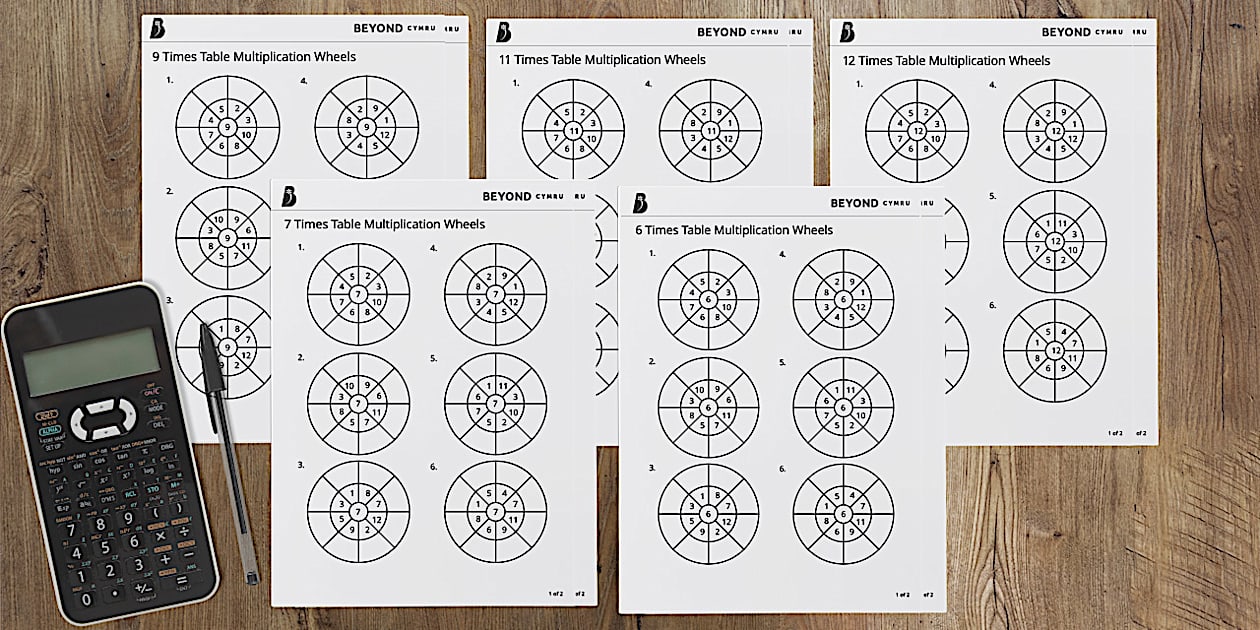 Beyond Cymru: 6,7,9,11 and 12 Multiplication Wheels Pack