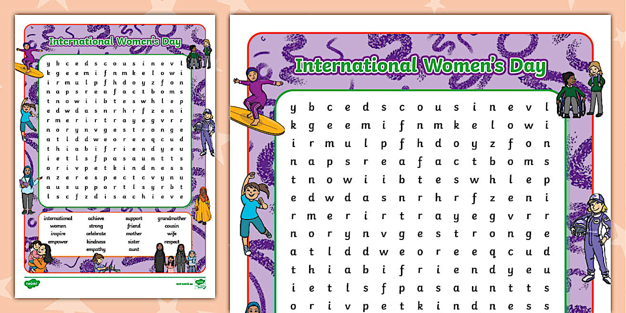 Word Search - International Women's Day - Twinkl