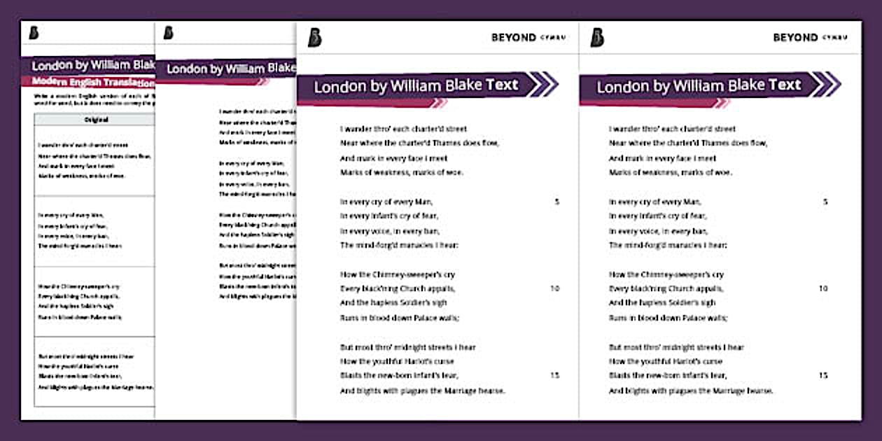 London by William Blake Texts (teacher made) - Twinkl