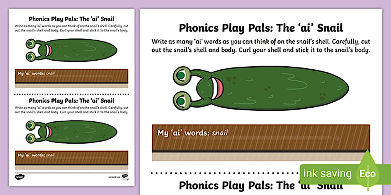 Phase 3 Phonics Play Pals: The 'ai' Snail (teacher made)
