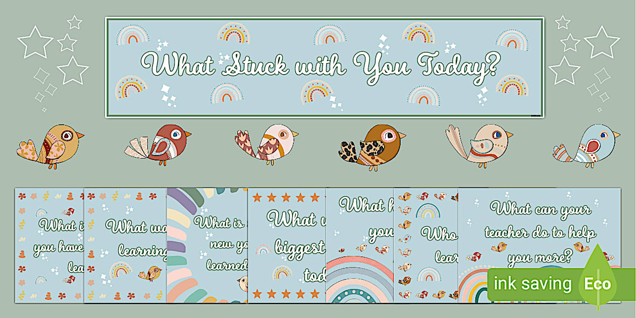What Stuck with You Today? Notice Board Display Boho Theme