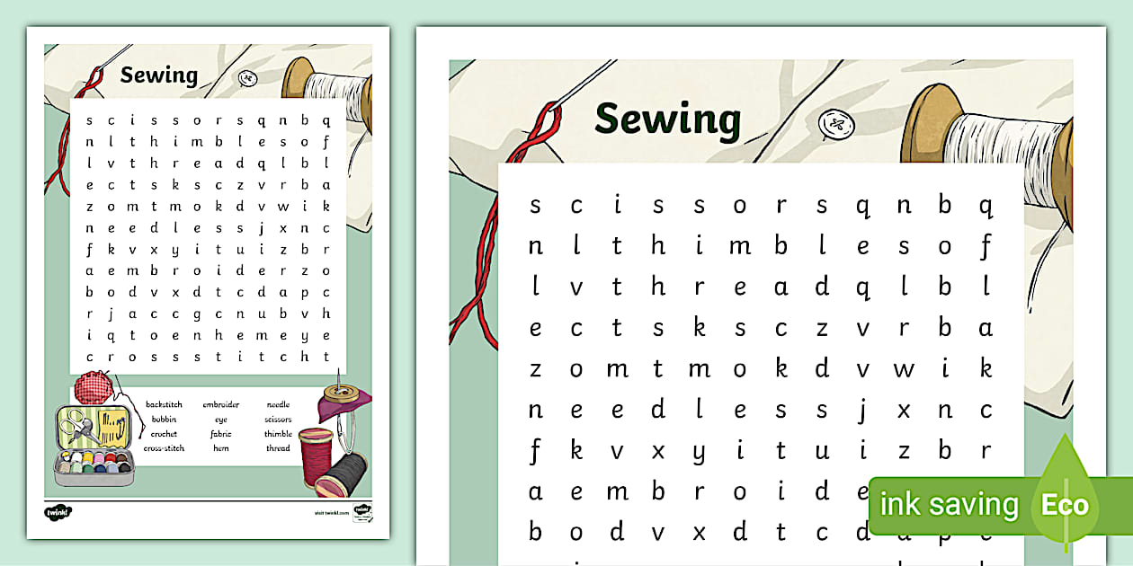 Sewing Word Search | Printable Sewing Resources | Twinkl