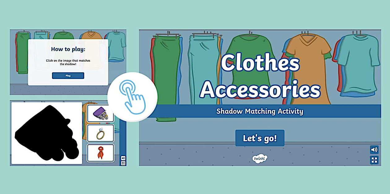 ESL Clothes Accessories Shadow Matching Game - Twinkl