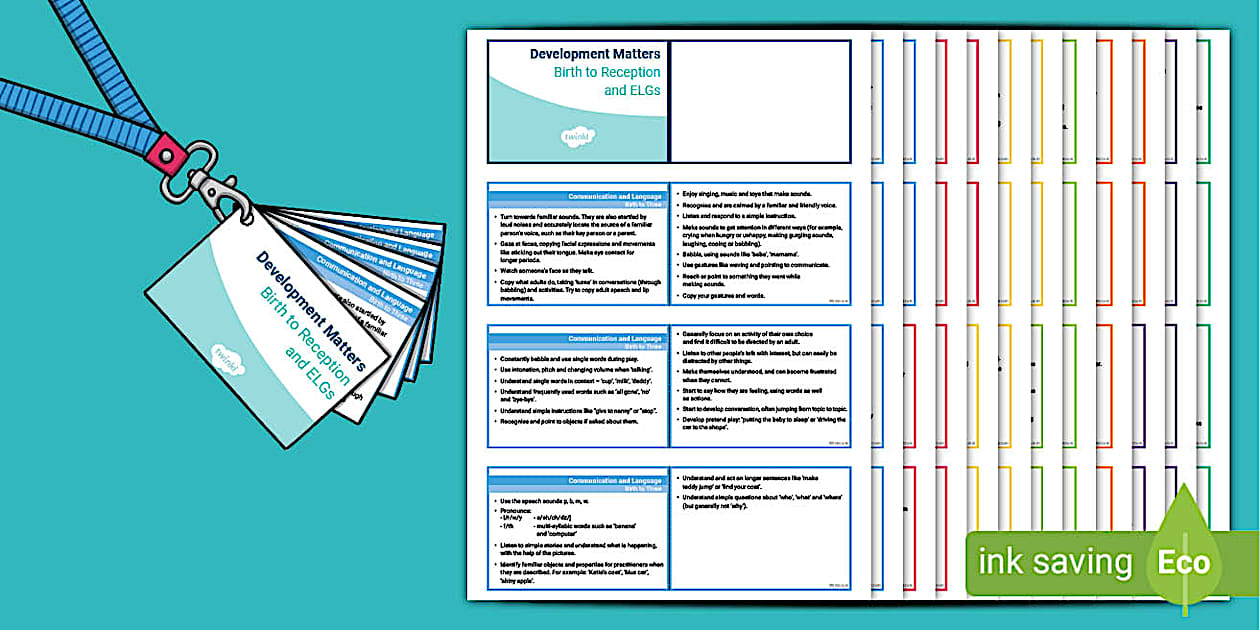EYFS Lanyard-Sized Development Matters: Birth to Reception Plus ELGs ...