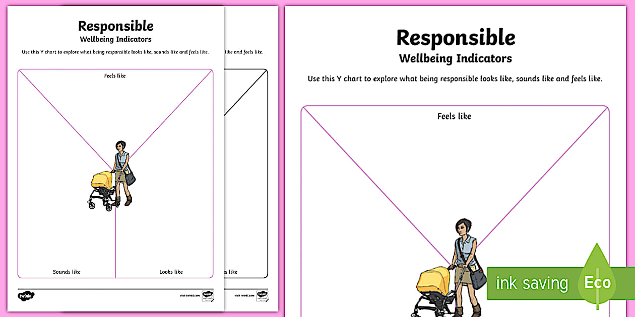 Black and White CfE Wellbeing Indicators Responsible Y Chart Worksheet