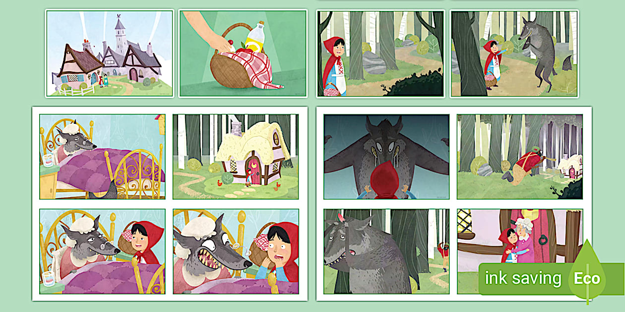 Editable Little Red Riding Hood Animation Sequencing Cards