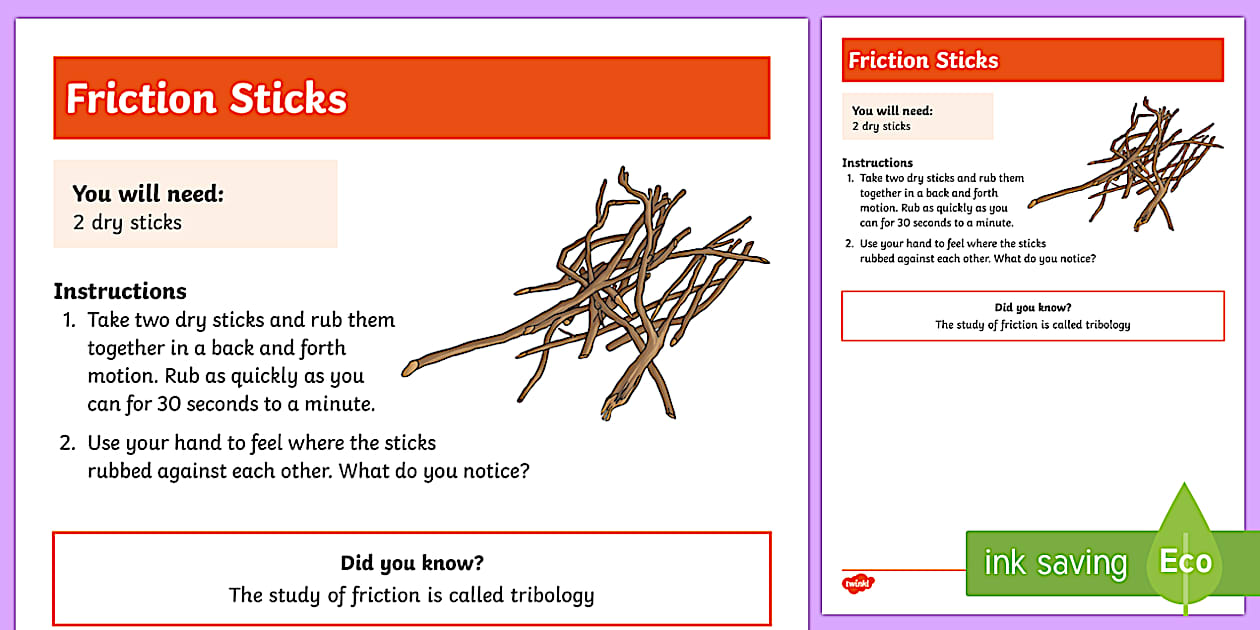 Friction Sticks Science Experiment - friction experiment KS2