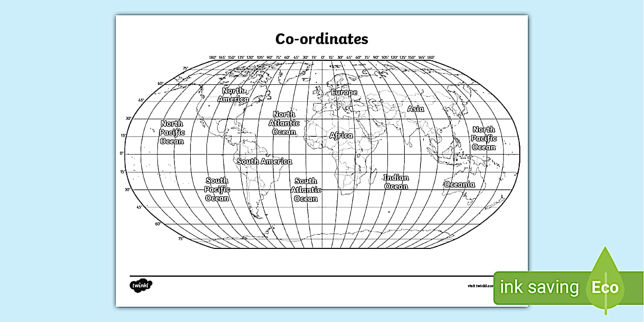 Editable Longitude and Latitude Coordinates Worksheet