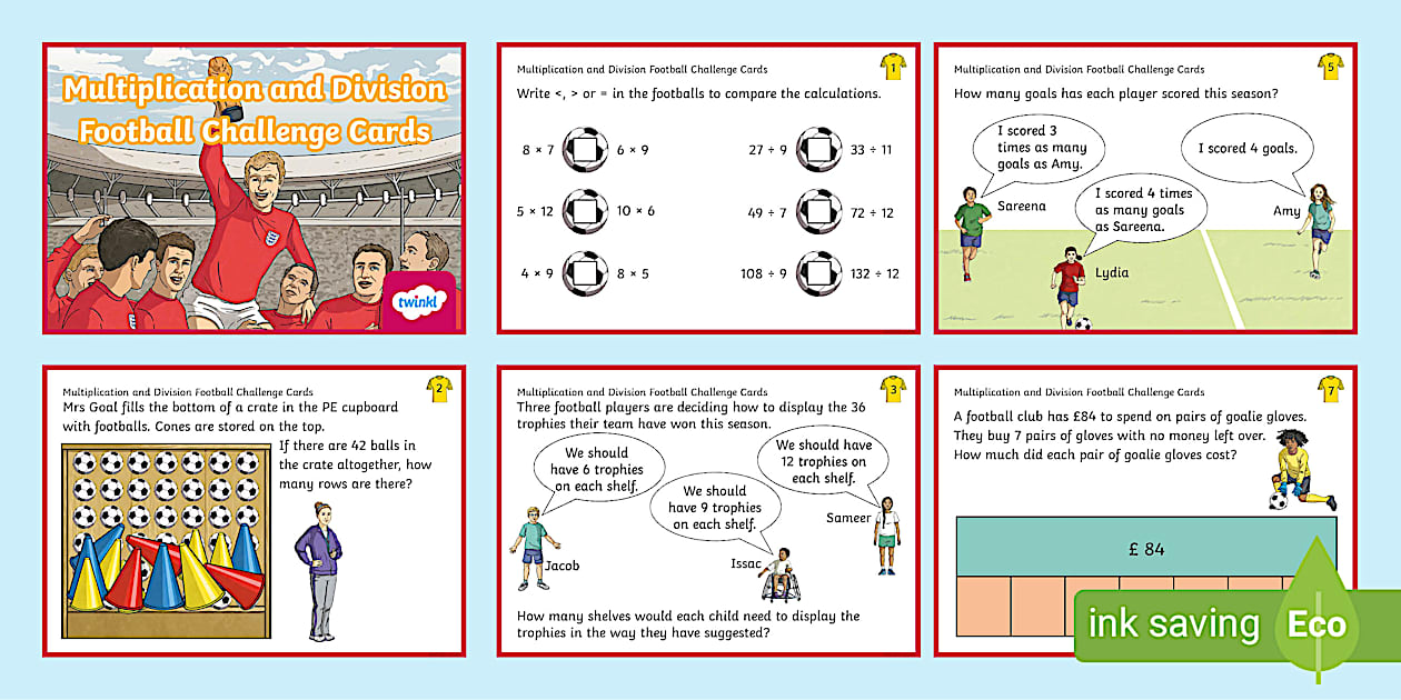 👉 Y4 Football Multiplication and Division Challenge Cards