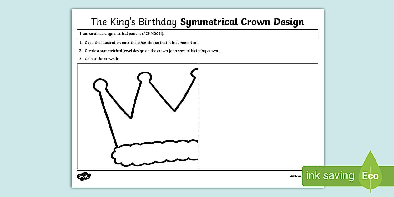 The King's Birthday Design a Crown Worksheet - Australia