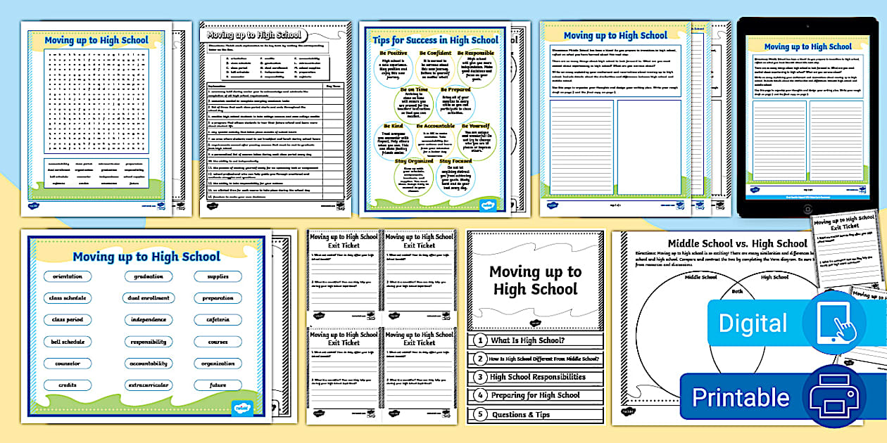 Eighth Grade Moving up to High School Student Transition Pack