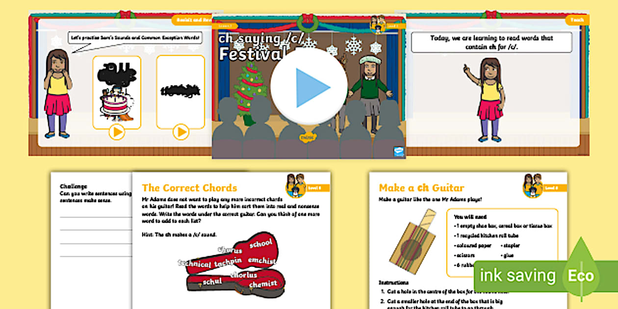 ‘ch’ saying /c/ and /sh/ Lesson Pack (teacher made)