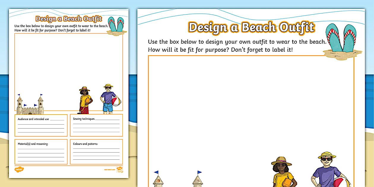 Design a Beach Outfit Worksheet (teacher made) - Twinkl