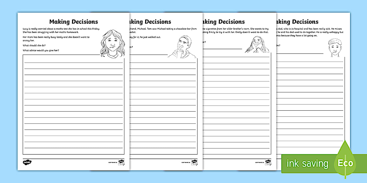 Making Decisions Writing Worksheet