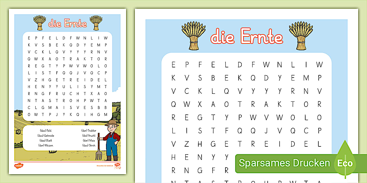 Ernte Suchsel - Buchstabengitter