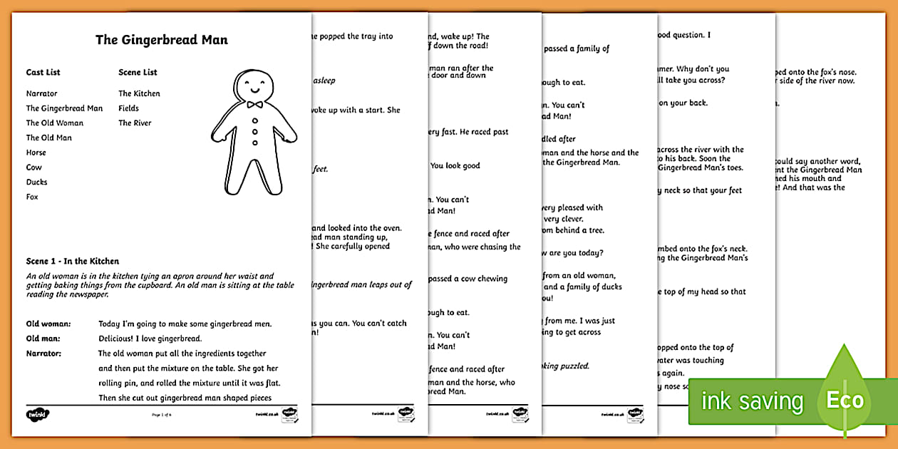 The Gingerbread Man Play Script - KS1 Play Script Examples
