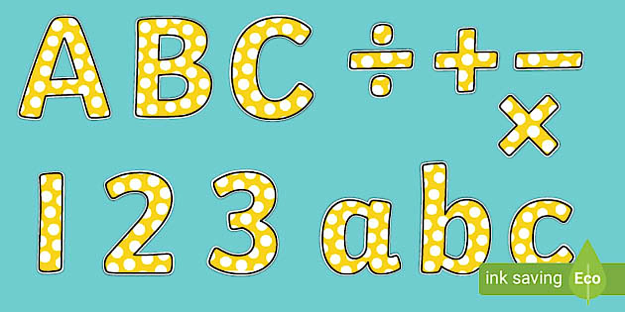 Editable Yellow and White Spots A4 Themed Display Lettering