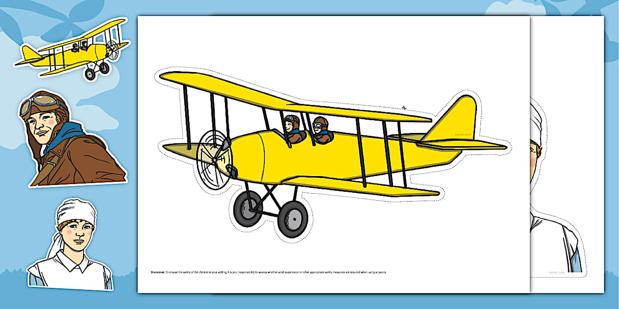 Amelia Earhart Cut-Outs (teacher made) - Twinkl