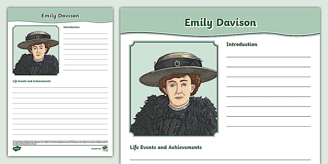 Emily Davison Biography Template (teacher made) - Twinkl