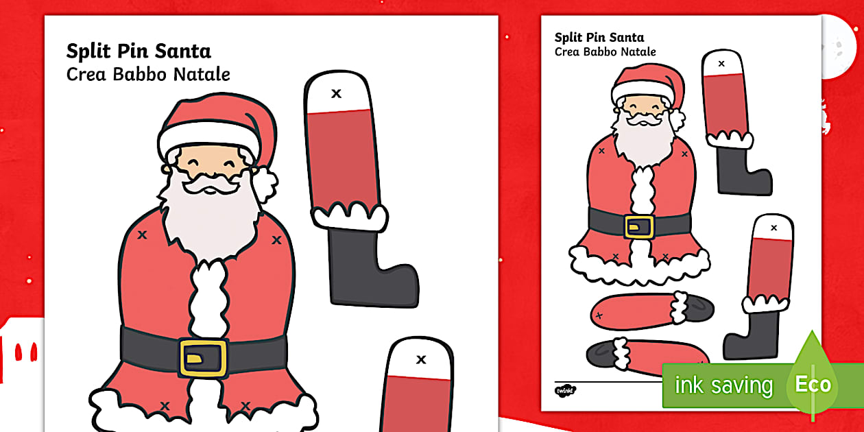 Black and White Split Pin (Santa) English/Italian - Twinkl