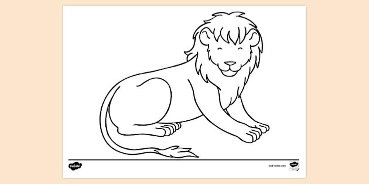 Lion Lowering Itself to the Ground | Colouring Sheets