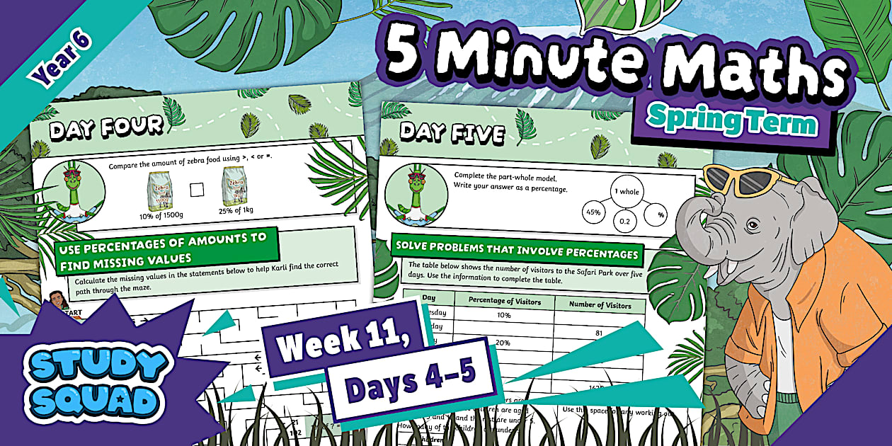👉 Study Squad 5 Minute Maths Year 6 Spring - Week 11 Days 4-5