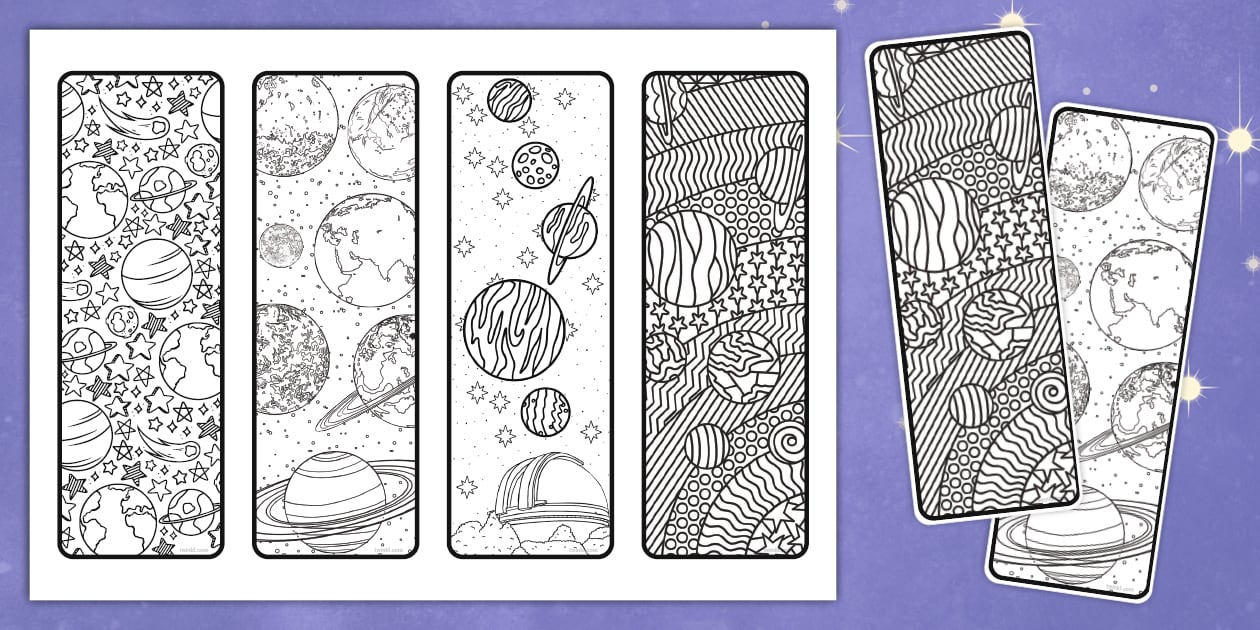 Planets Colouring Bookmarks (teacher made) - Twinkl
