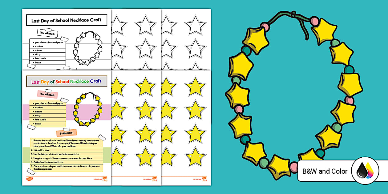 Last Day of School Necklace Craft for K-2nd Grade - Twinkl