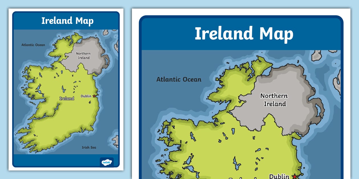 KS1 Ireland Display Map - Geography - Countries - Twinkl
