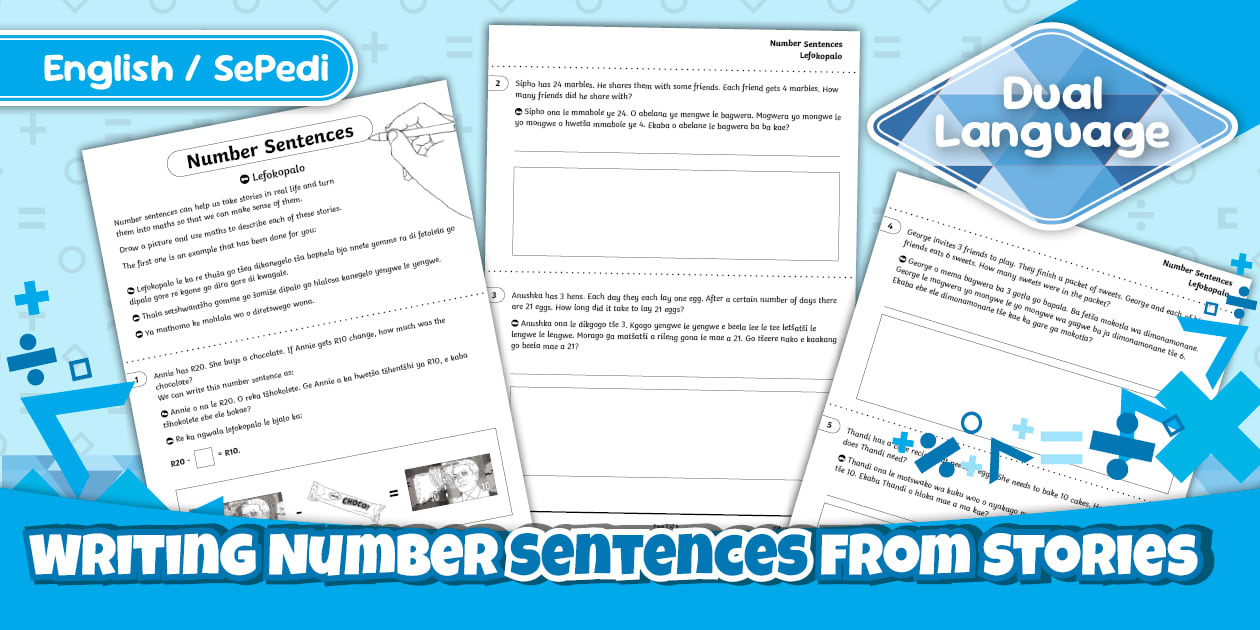 Grade 4 Maths Writing Number Sentences from Stories Sepedi