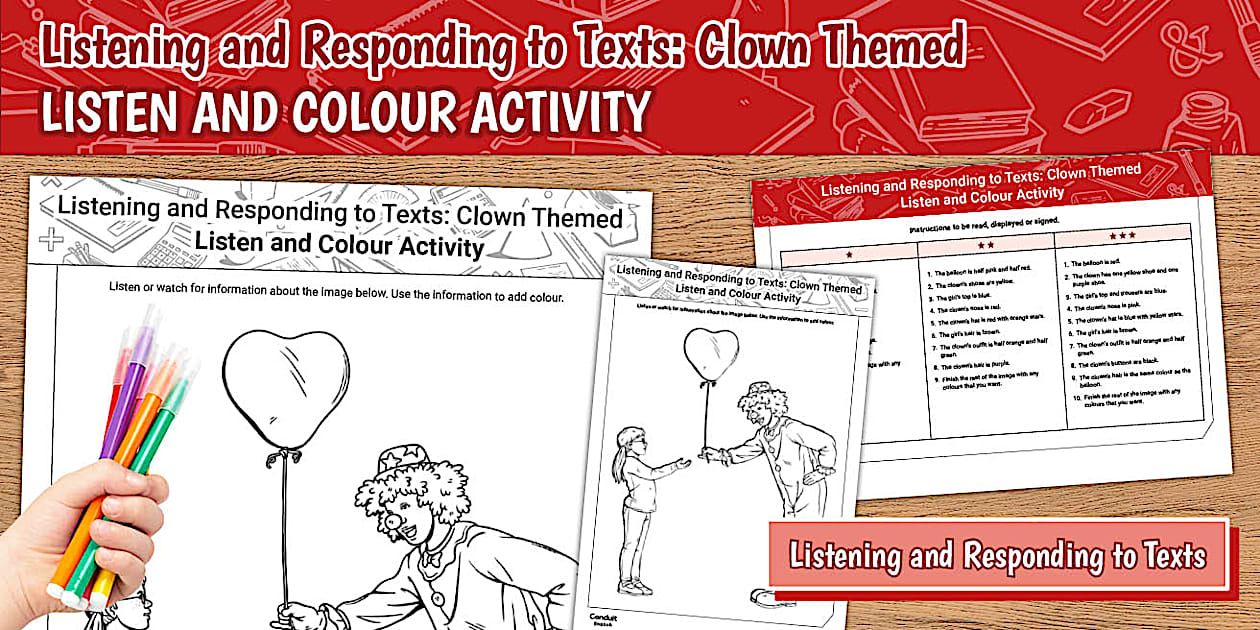 Clown Themed Listen and Colour Activity